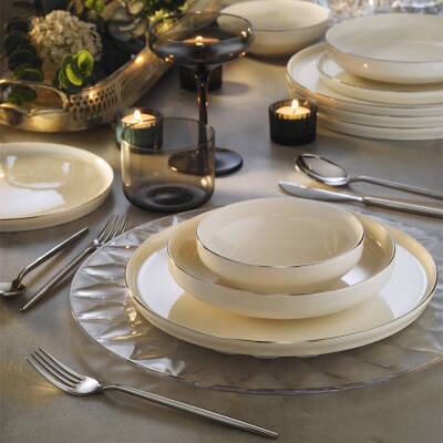 Olika Mira 24 Parça Porselen Yemek Takımı - Gümüş YEMEK TAKIMI